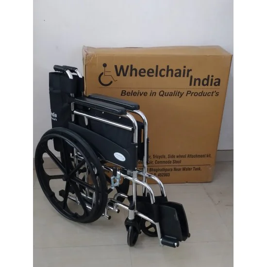 Premium Wheel Chair Chrome Polished Black With Safety Belt @ 5399